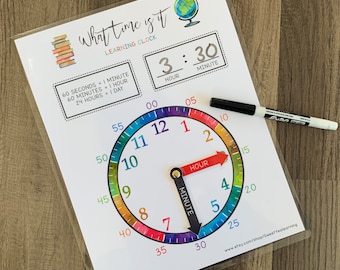 Learning Clock Printable - Etsy