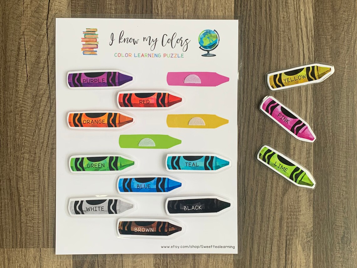 Crayon Colors Matching Puzzle Preschool Busy Book - Etsy