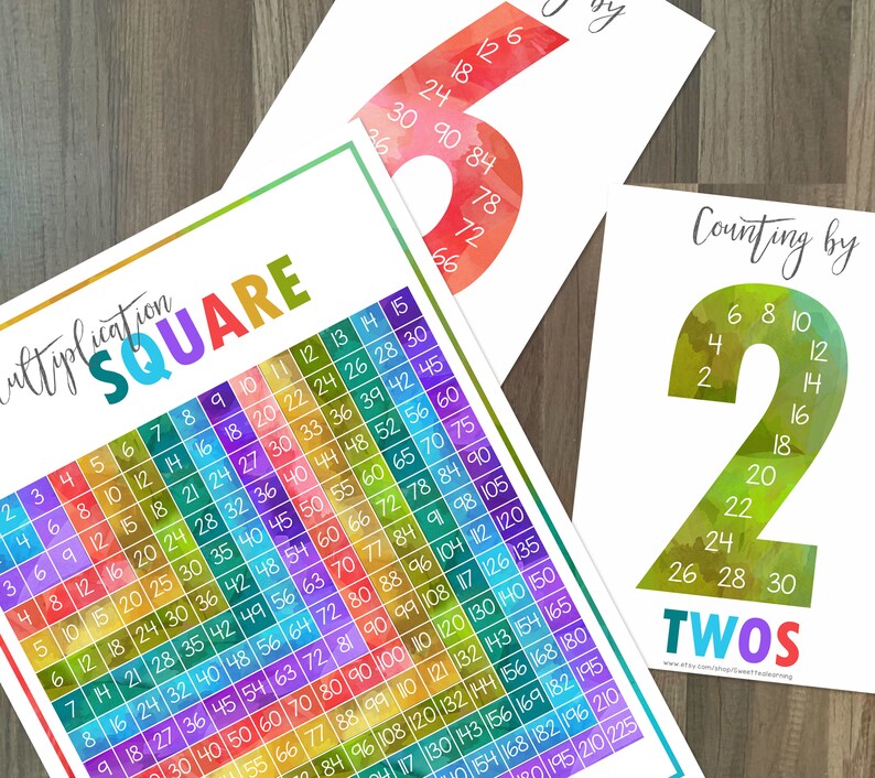Mulitplication and Skip Counting Bundle Square Chart Math - Etsy