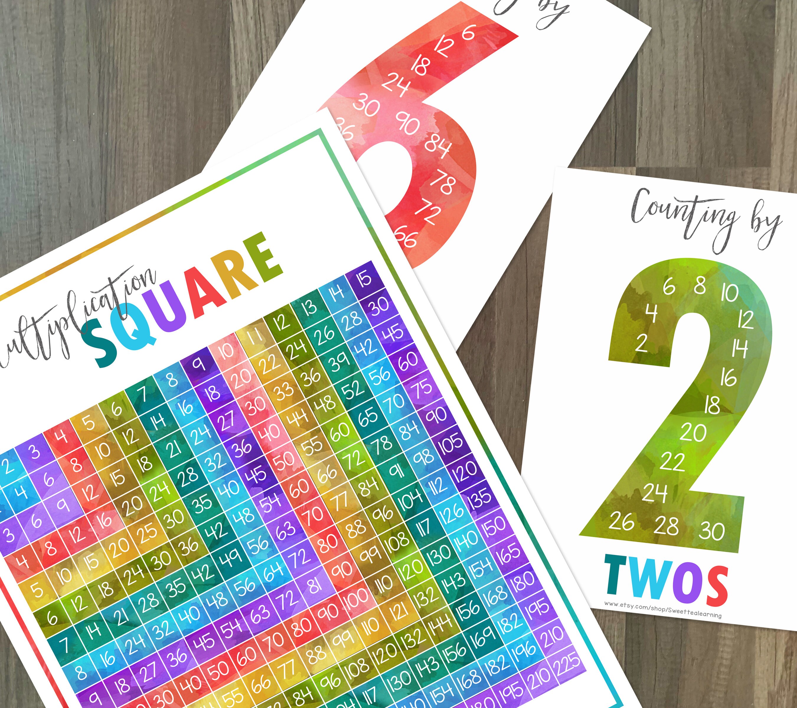 Mulitplication and Skip Counting Bundle Square Chart Math - Etsy
