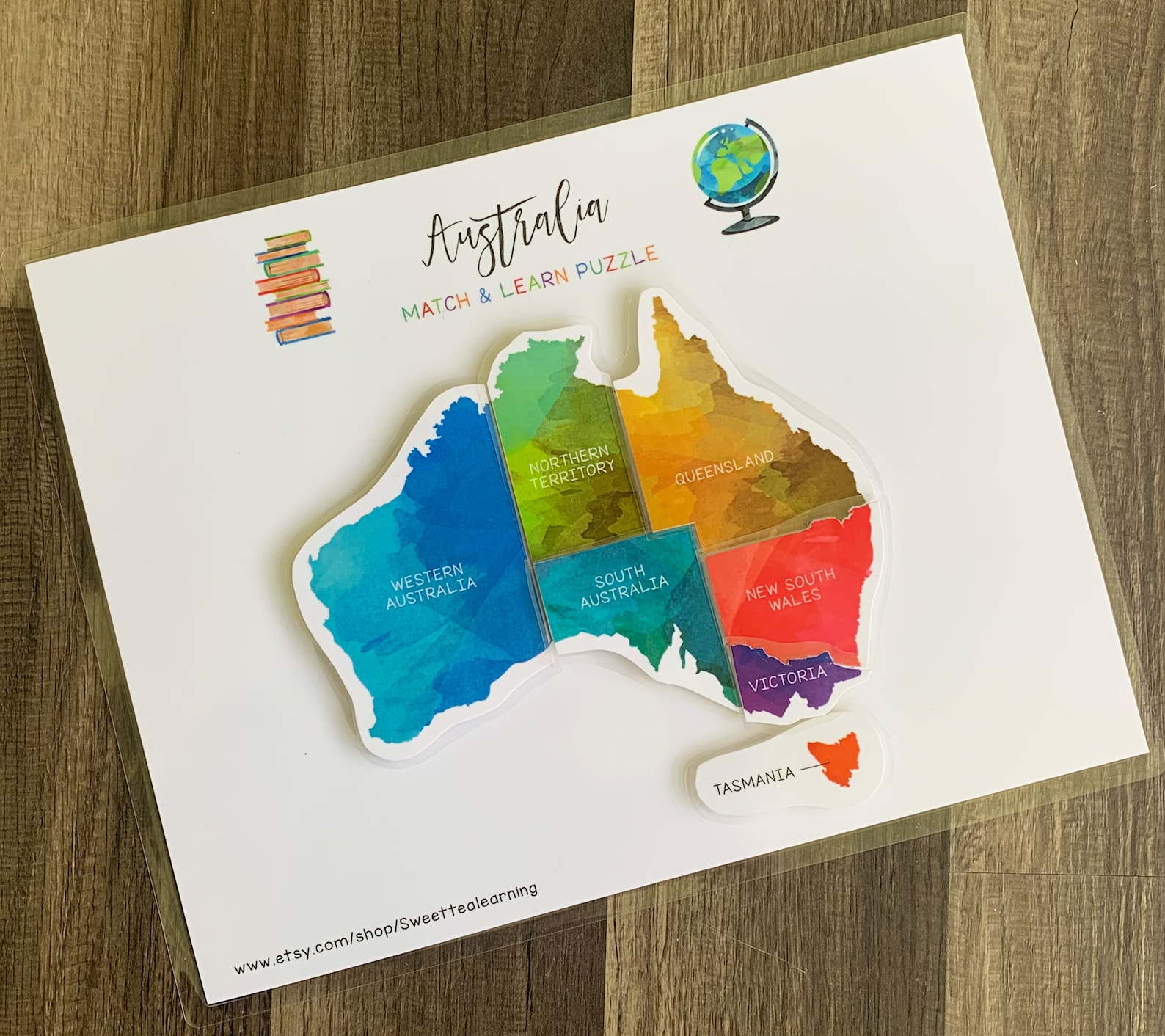 Australia Map Puzzle World Locations Geography Homeschool | Etsy