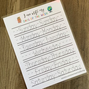Kids Tracing Sheets Bundle - Calendar Practice Writing - Days of the ...