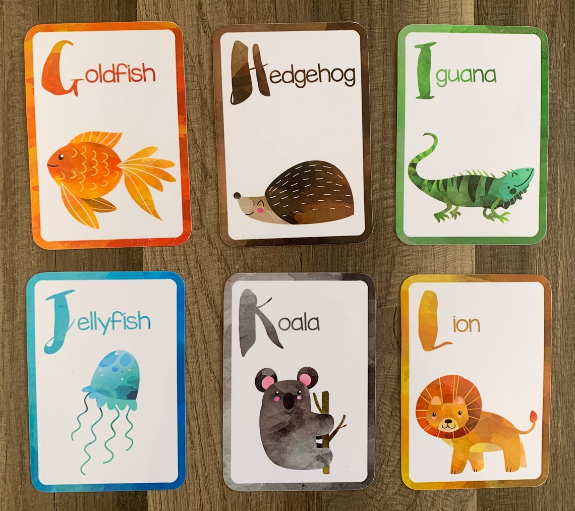 Animal Alphabet Flash Cards Learning Flashcards Preschool - Etsy