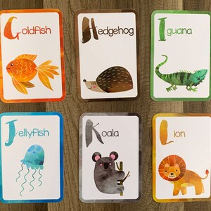 Animal Alphabet Flash Cards - Learning Flashcards - Preschool Toddler ...