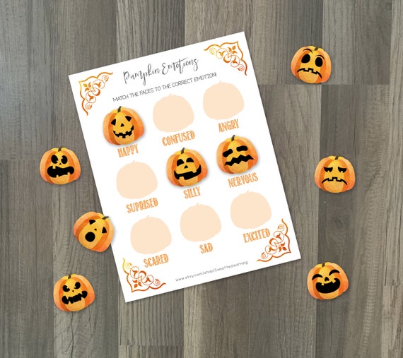 Halloween Jack-o-lantern Emotions Facial Expressions Learning - Etsy