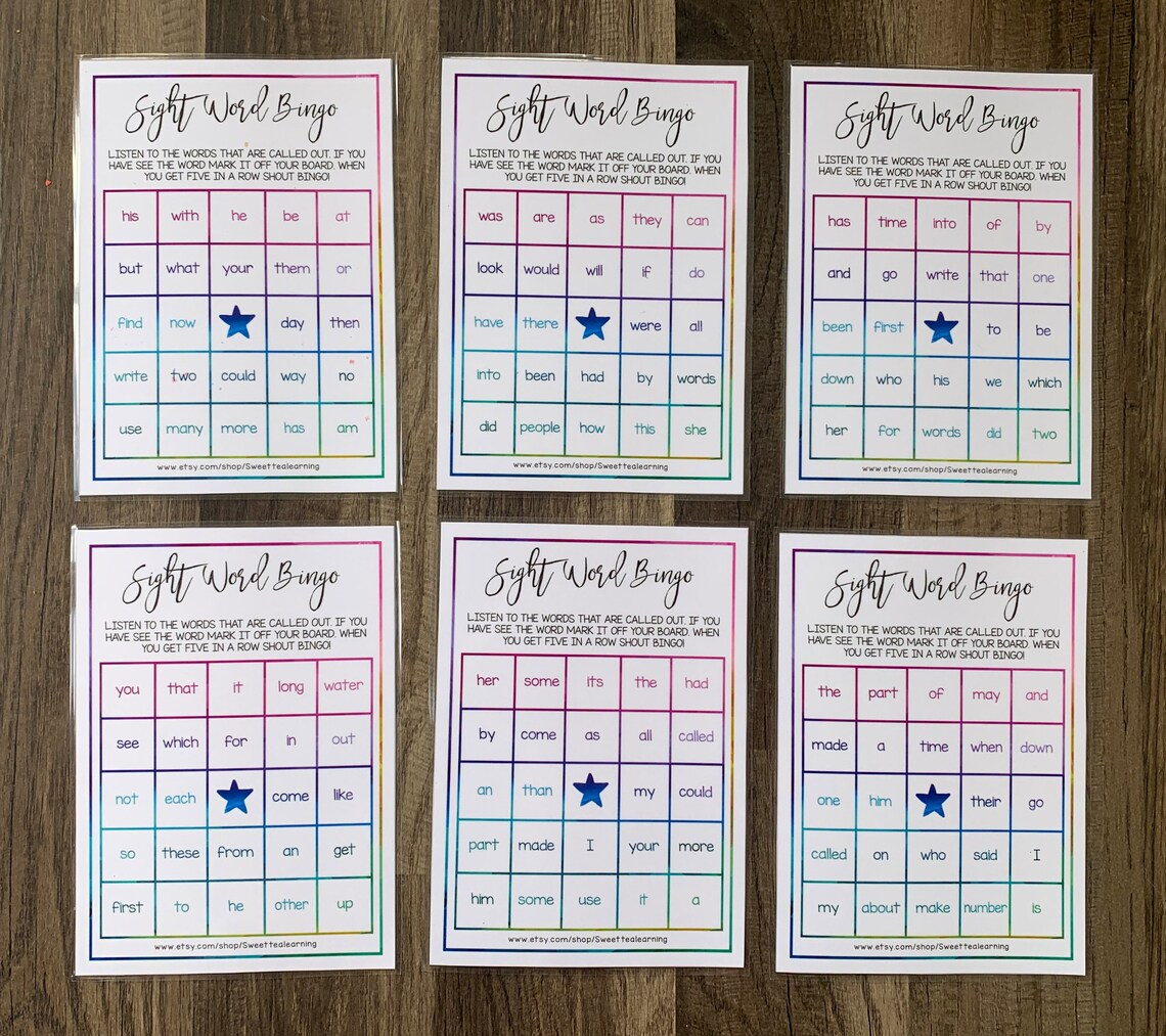 Sight Word Bingo Preschool First Grade Reading Game Early - Etsy