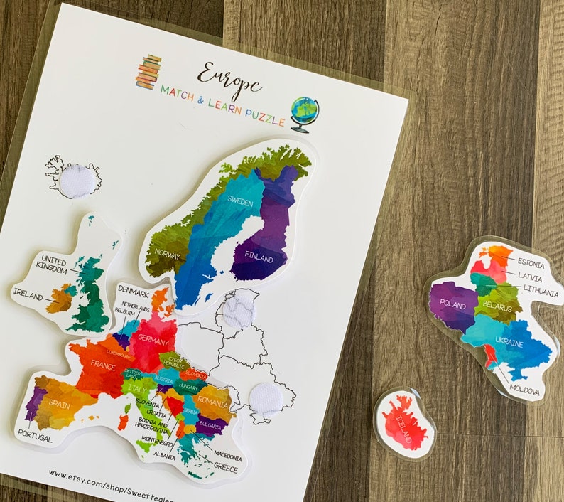 Europe Map Puzzle Kids Geography Lesson World Childrens - Etsy
