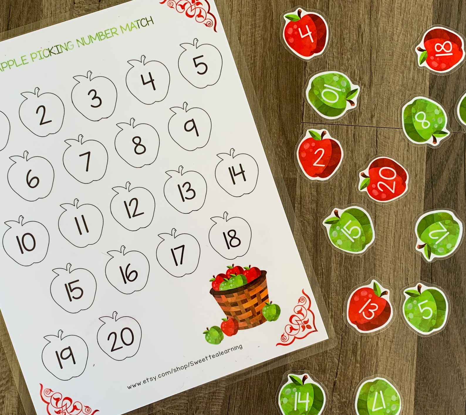 Number Matching - Preschool Game - Fall School Apple Picking - Busy ...