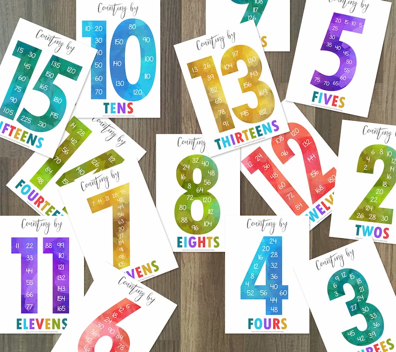 Mulitplication and Skip Counting Bundle Square Chart Math - Etsy