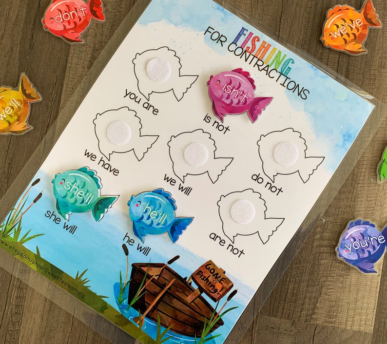 Contractions Learning Game Fishing for Contractions - Etsy