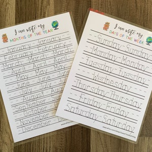 Kids Tracing Sheets Bundle - Calendar Practice Writing - Days of the ...