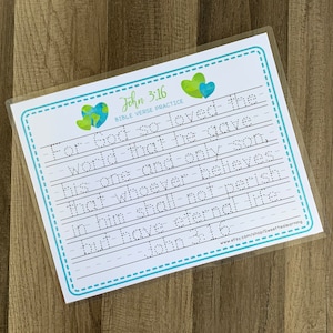 Memory Verse Practice - John 3:16 - Kids Bible Verse Activity - Tracing ...