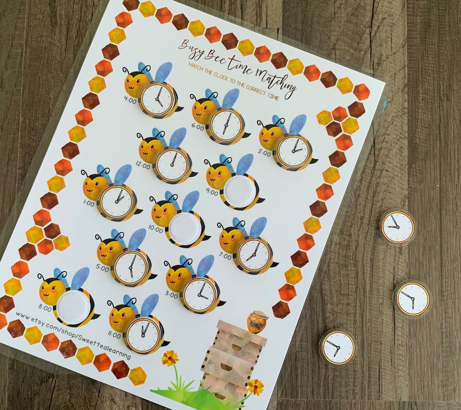 Kids Clock Time Matching Printable Puzzle Begginers Math - Etsy