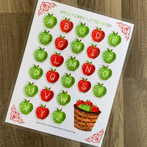 Apple Letter Match - Preschool Kindergarten Alphabet Matching Game ...