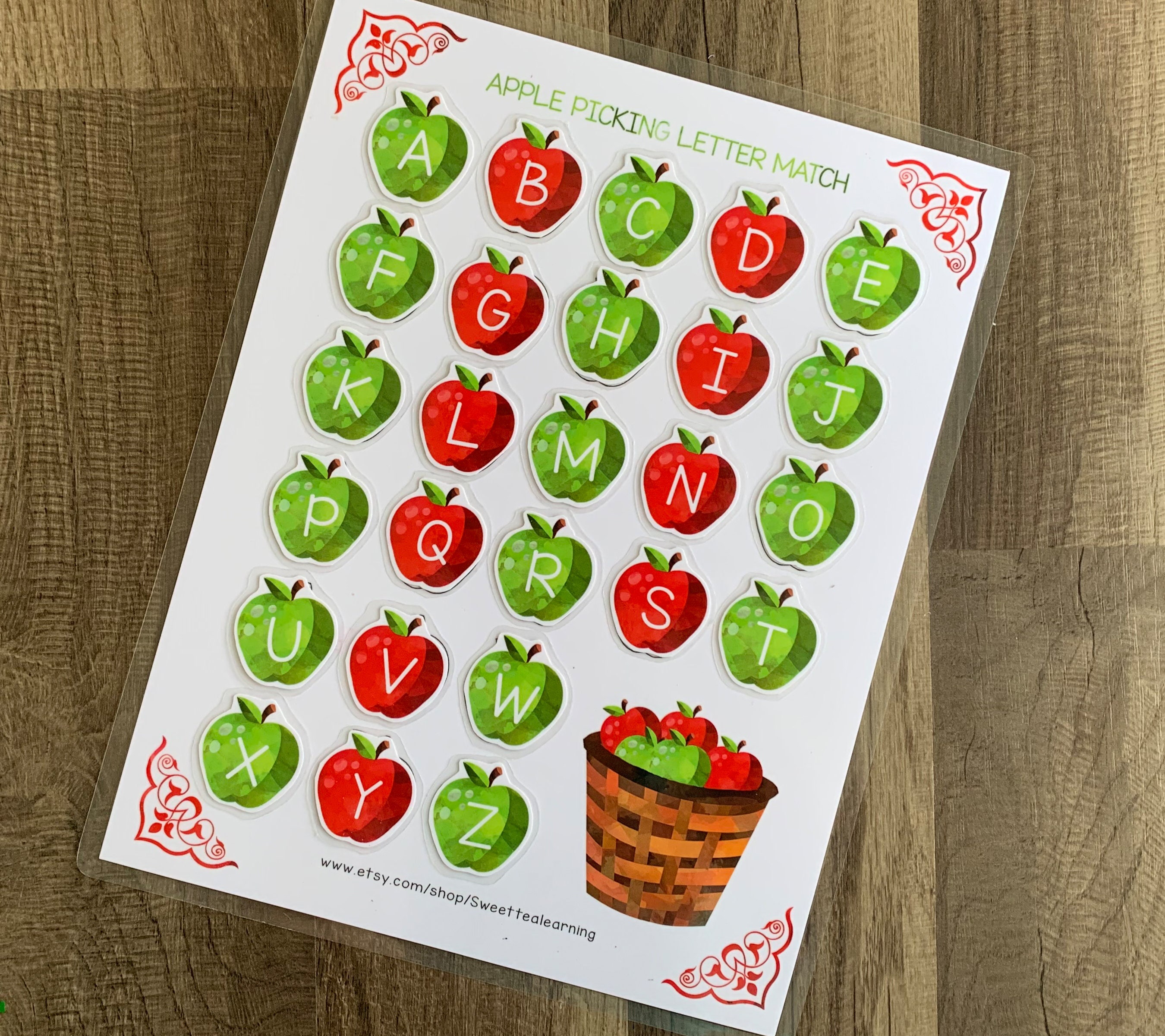 Apple Letter Match Preschool Kindergarten Alphabet Matching - Etsy