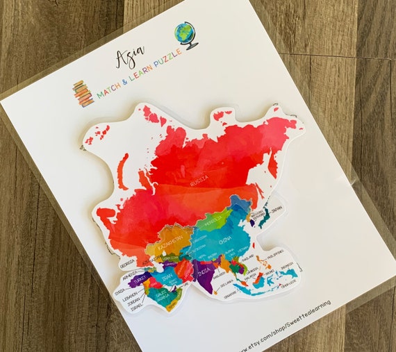 Asia Map World Geography Puzzle Homeschool Worksheet | Etsy