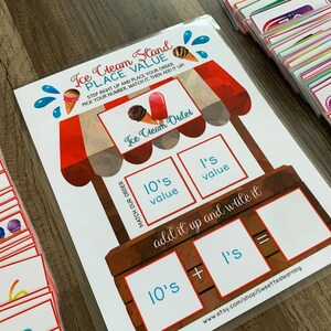 Place Value Learning Math Game - Ice Cream Popsicle Stand - Homeschool ...