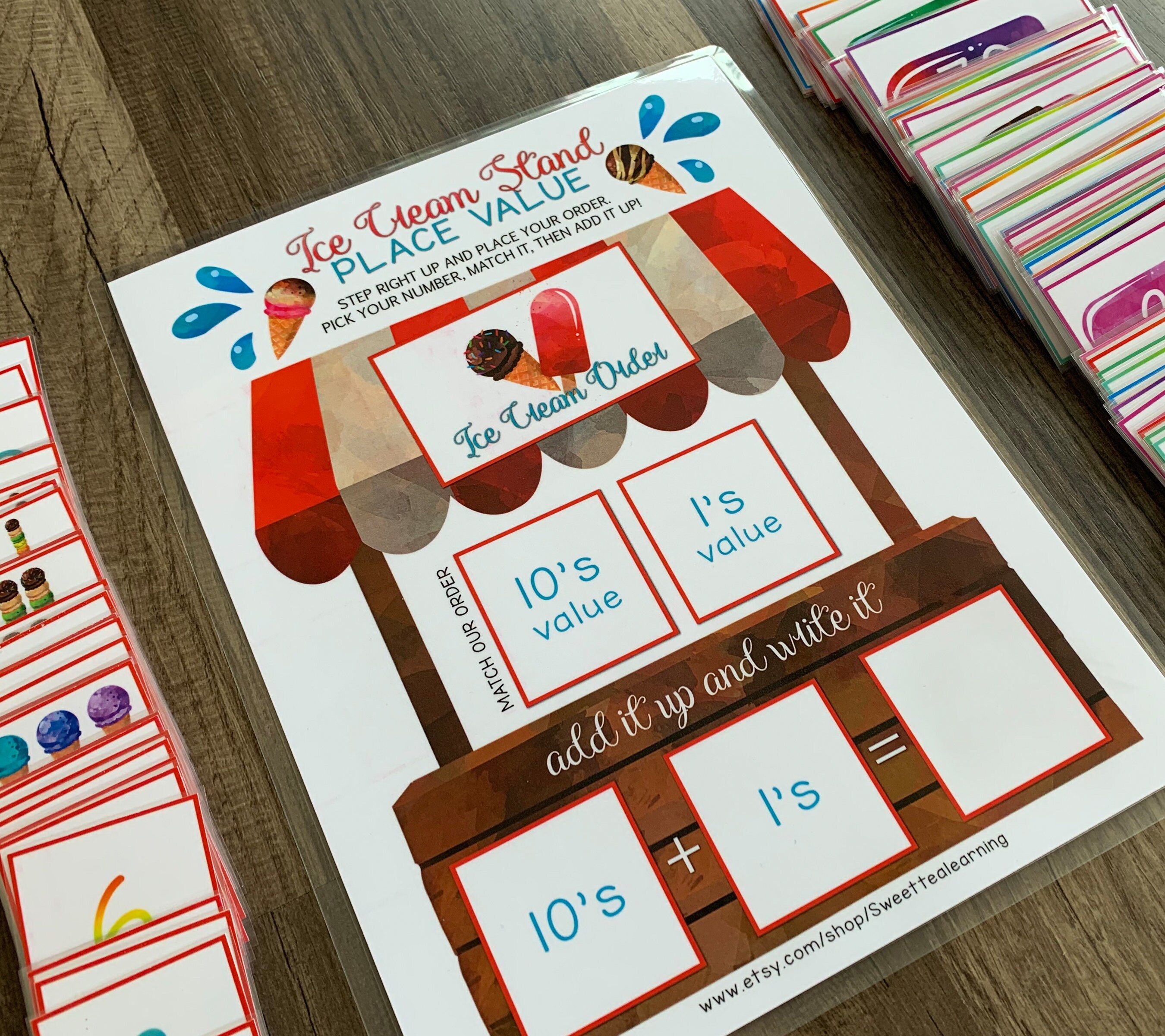 Place Value Learning Math Game - Ice Cream Popsicle Stand - Homeschool ...