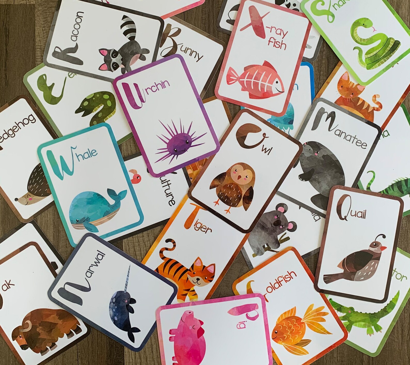 Animal Alphabet Flash Cards - Learning Flashcards - Preschool Toddler ...
