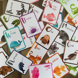 Animal Alphabet Flash Cards - Learning Flashcards - Preschool Toddler ...