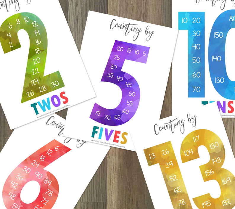 Mulitplication and Skip Counting Bundle Square Chart Math - Etsy