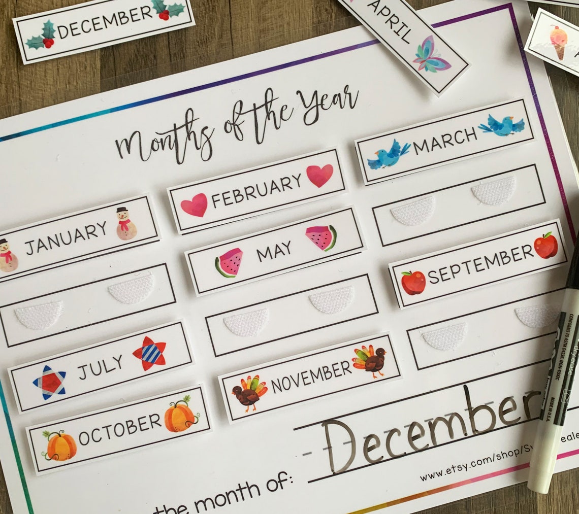 Months of the Year Puzzle Preschool Kindergarten First Grade | Etsy