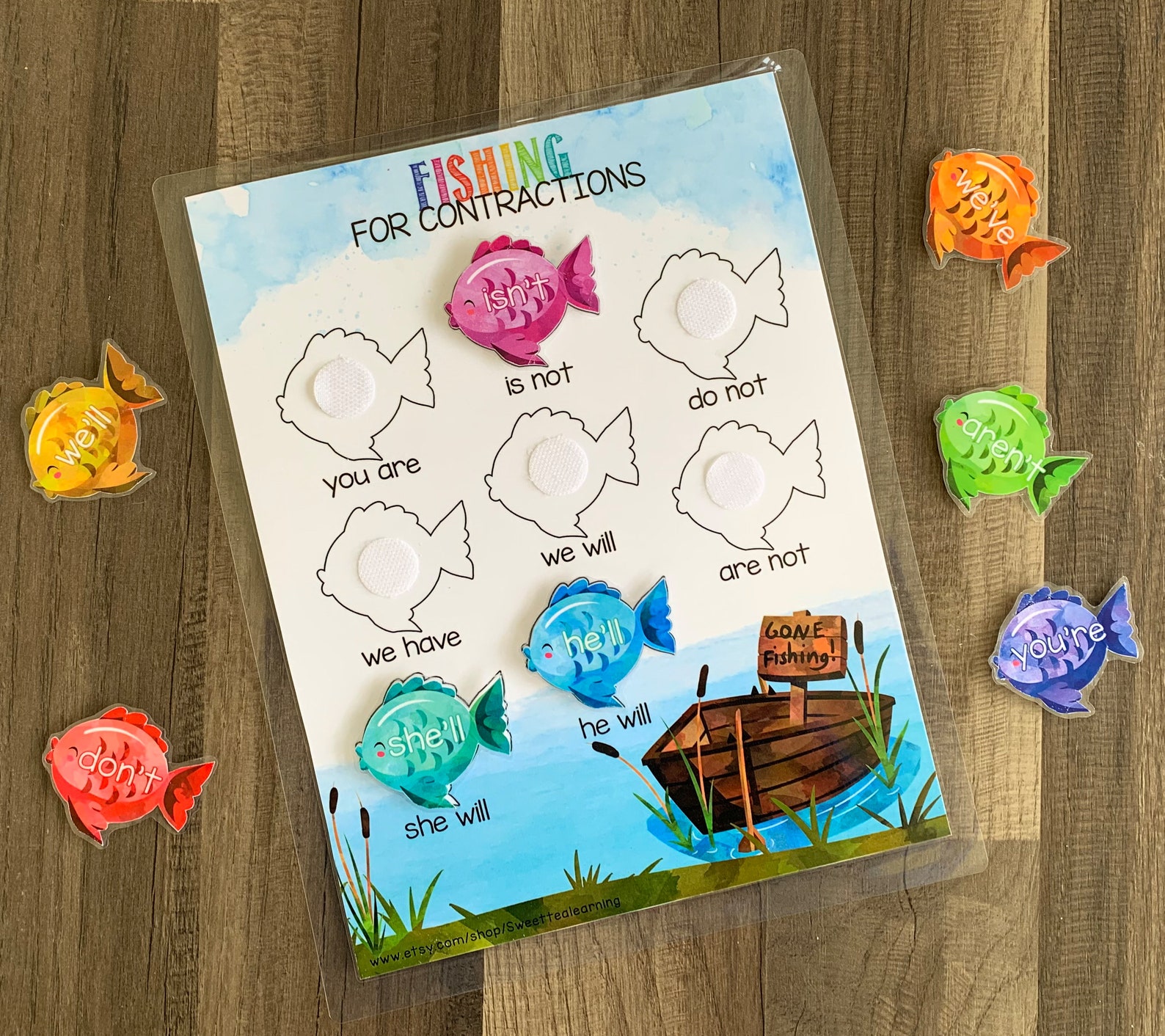 Contractions Learning Game Fishing for Contractions - Etsy