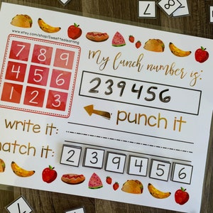 School Lunch Number Learning Game - Printable Digital File - Kids ...