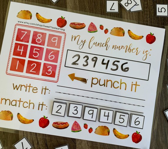 School Lunch Number Learning Game Printable Digital File | Etsy