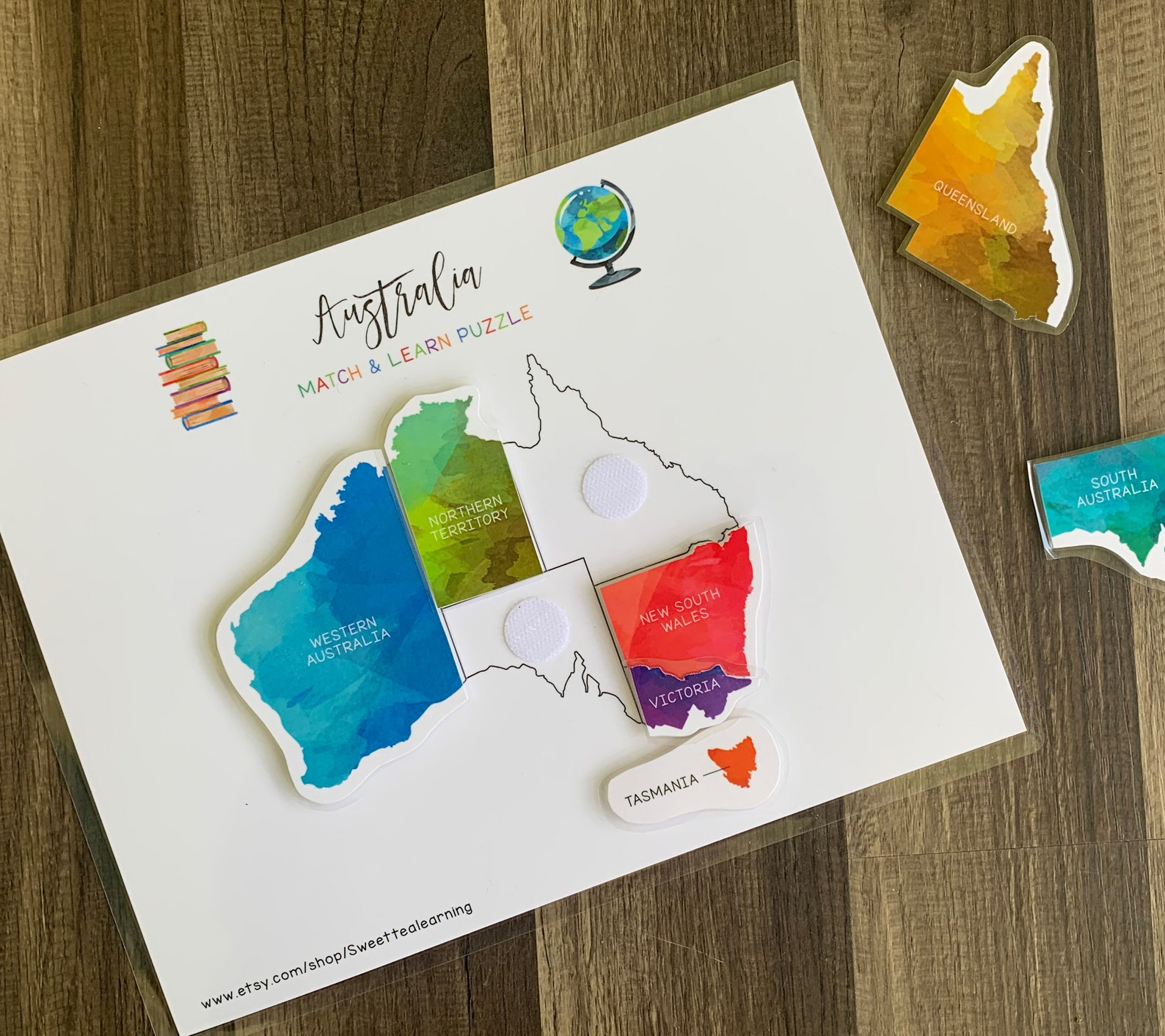 Australia Map Puzzle World Locations Geography Homeschool | Etsy