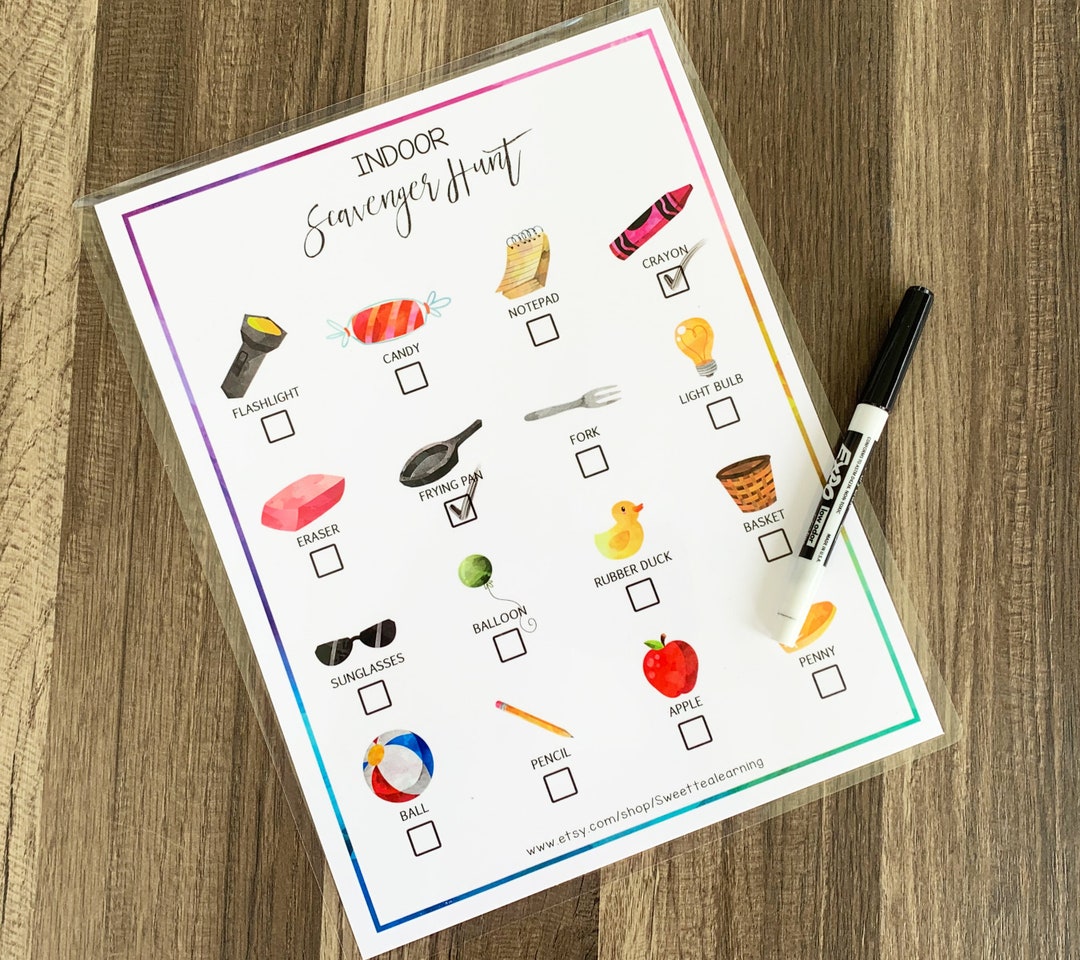 Indoor Kids Scavenger Hunt - Rainy Day Fun - Childrens Printable Game ...