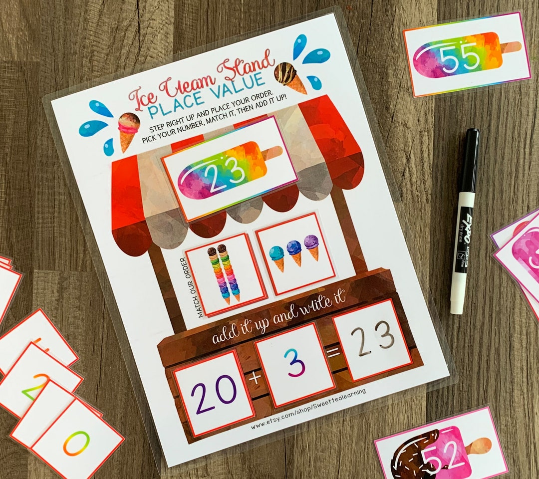 Place Value Learning Math Game - Ice Cream Popsicle Stand - Homeschool ...