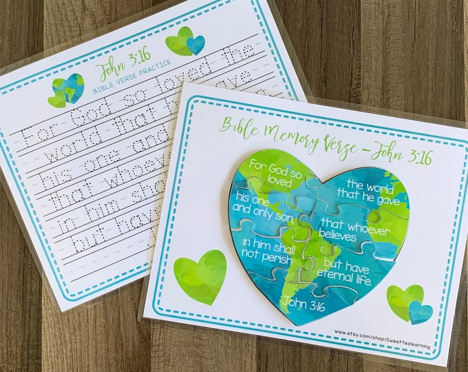 Memory Verse Practice - John 3:16 - Kids Bible Verse Activity - Tracing ...