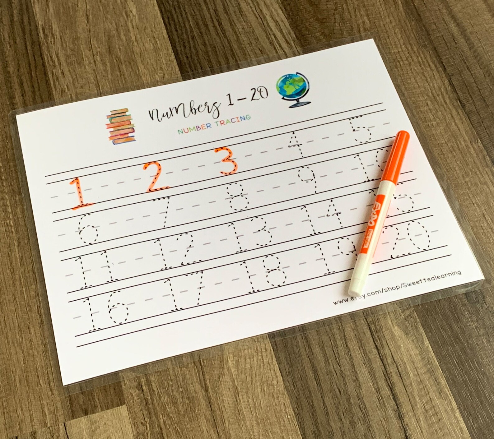 Number Tracing Practice Worksheet Printable Preschool Busy - Etsy