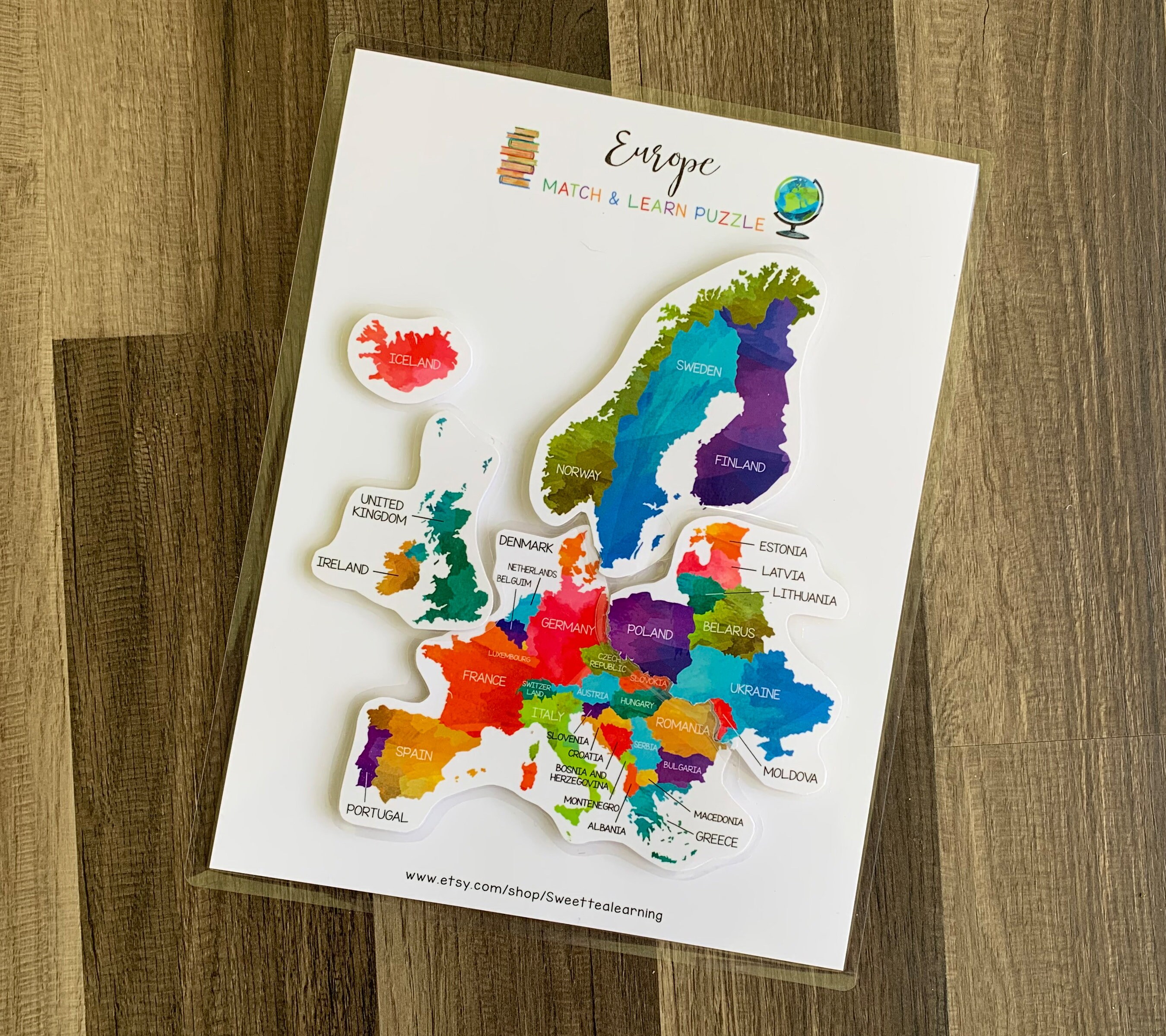 Europe Map Puzzle Kids Geography Lesson World Childrens | Etsy