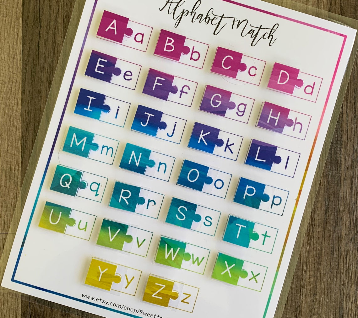 Alphabet Match Puzzle Kids Letter Game Preschool - Etsy