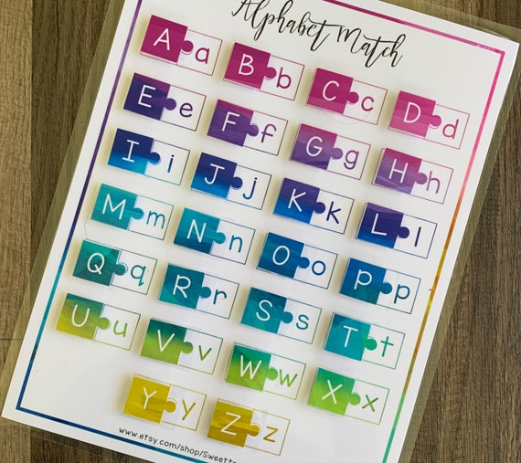 Alphabet Match Puzzle Kids Letter Game Preschool - Etsy