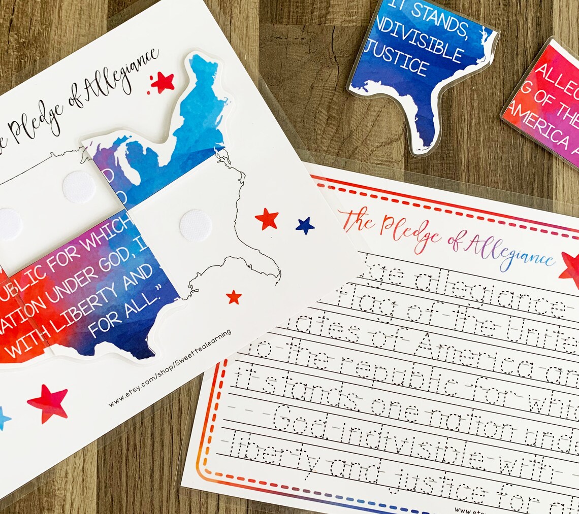The Pledge of Allegiance Set - United States - Worksheet Lesson ...