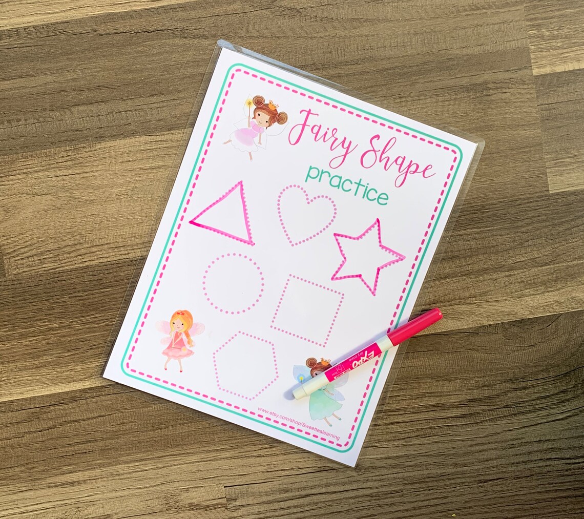 Fairy Shape Practice Tracing Worksheet Preschool Busy Book Homeschool ...