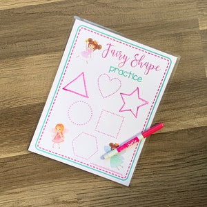 Fairy Shape Practice - Tracing Worksheet - Preschool Busy Book ...