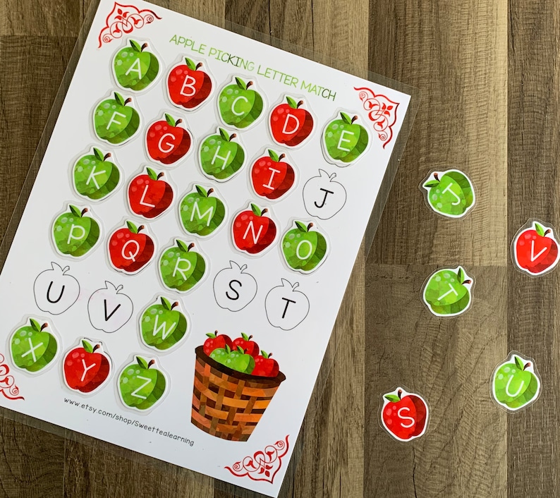 Apple Letter Match Preschool Kindergarten Alphabet Matching | Etsy