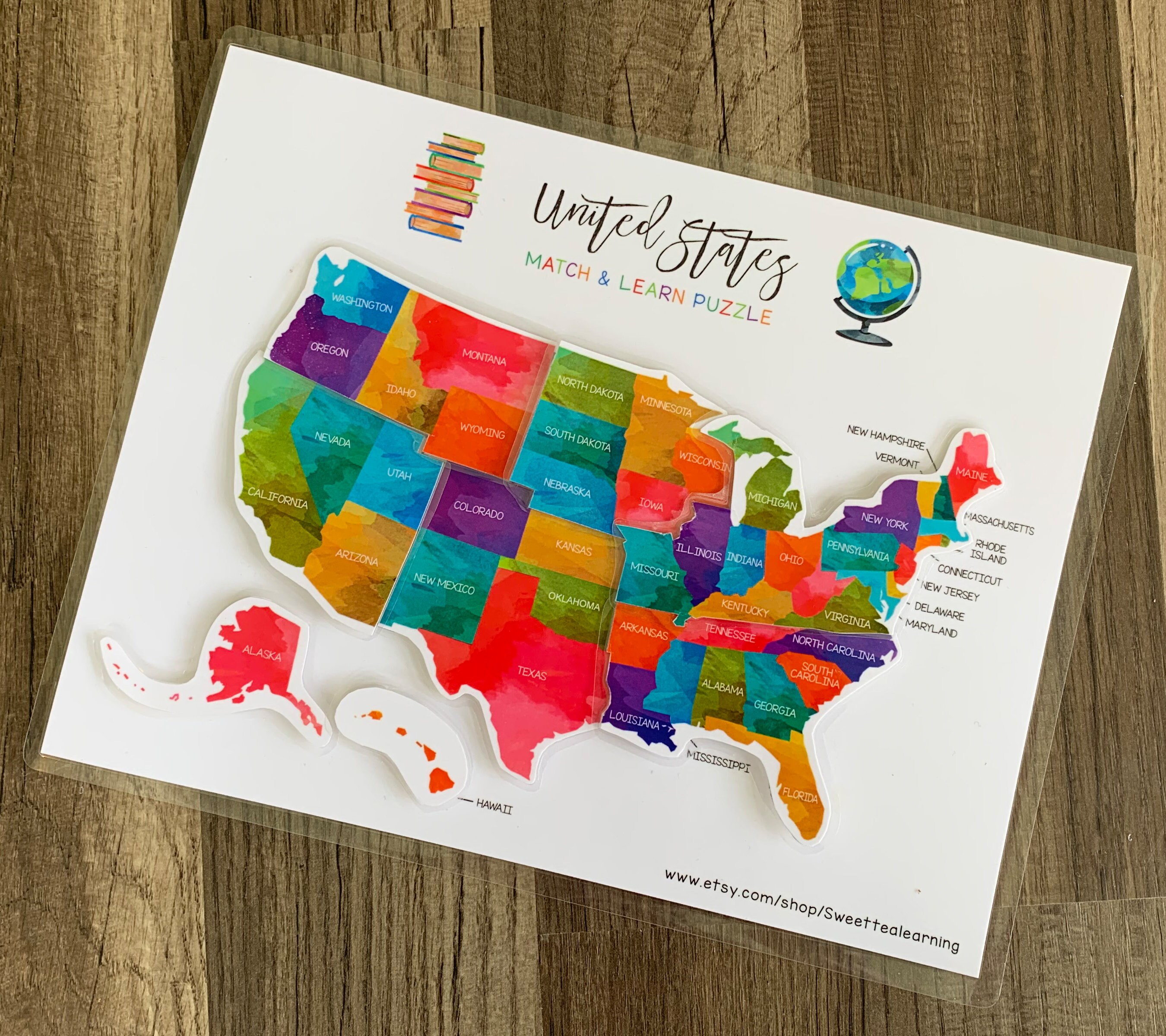 United States Map Puzzle Preschool Homeschool Early Learning | Etsy