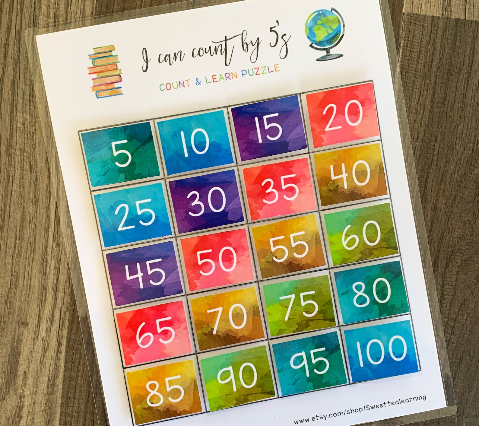 Counting by 5's Fives Math Puzzle Number Learning - Etsy