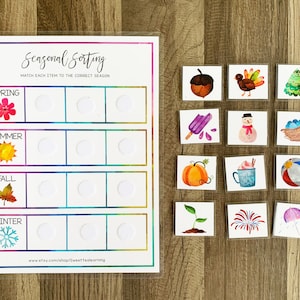 Season Sorting Activity - Season Preschool Matching Game - Homeschool ...