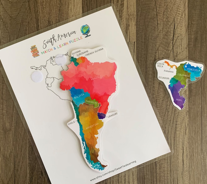 South America Puzzle Map - Kids Geography Lesson - Childrens Printable ...