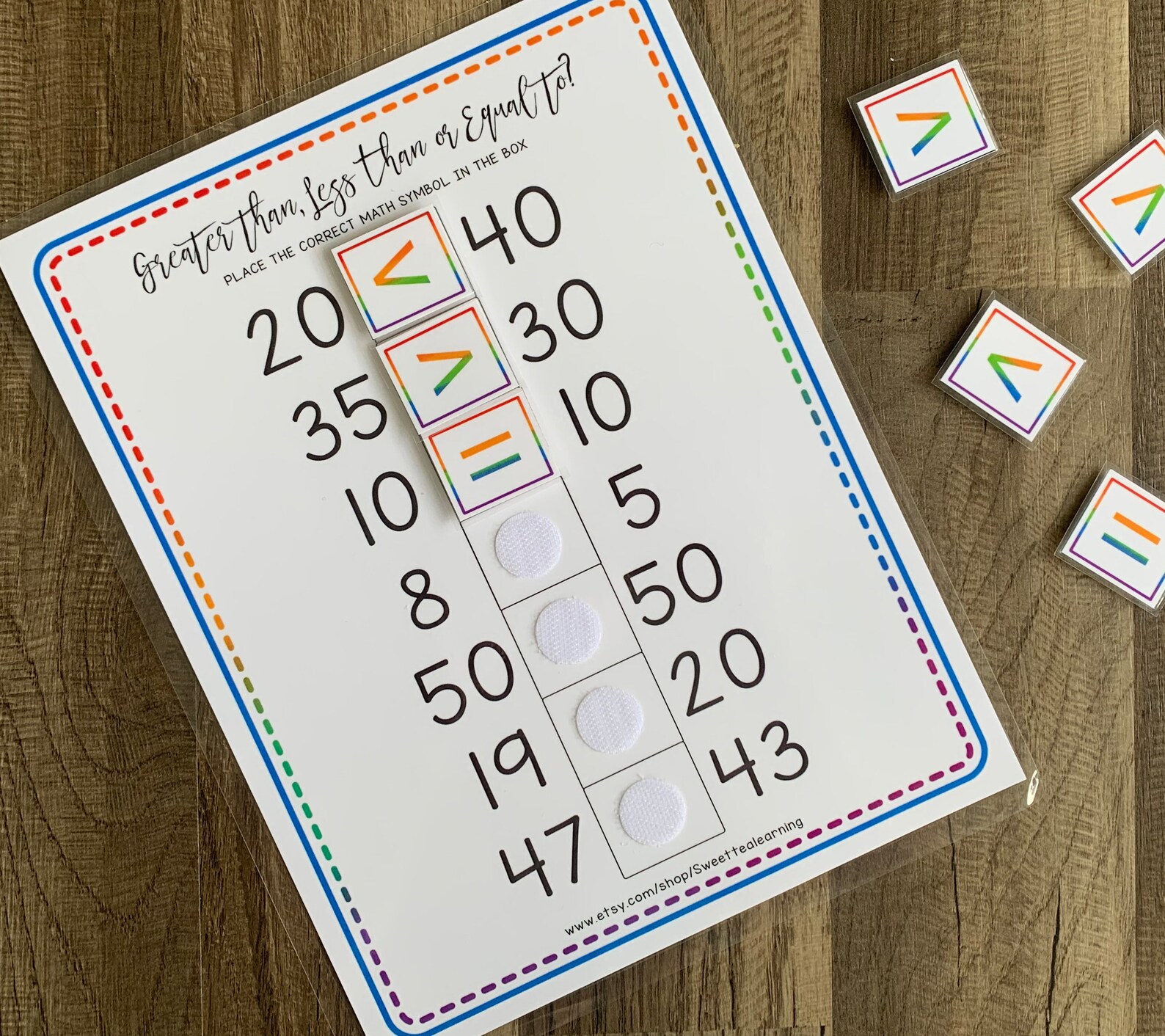 Number Value - Less Than - Greater Than - Equal Sign - Busy Book - Busy ...