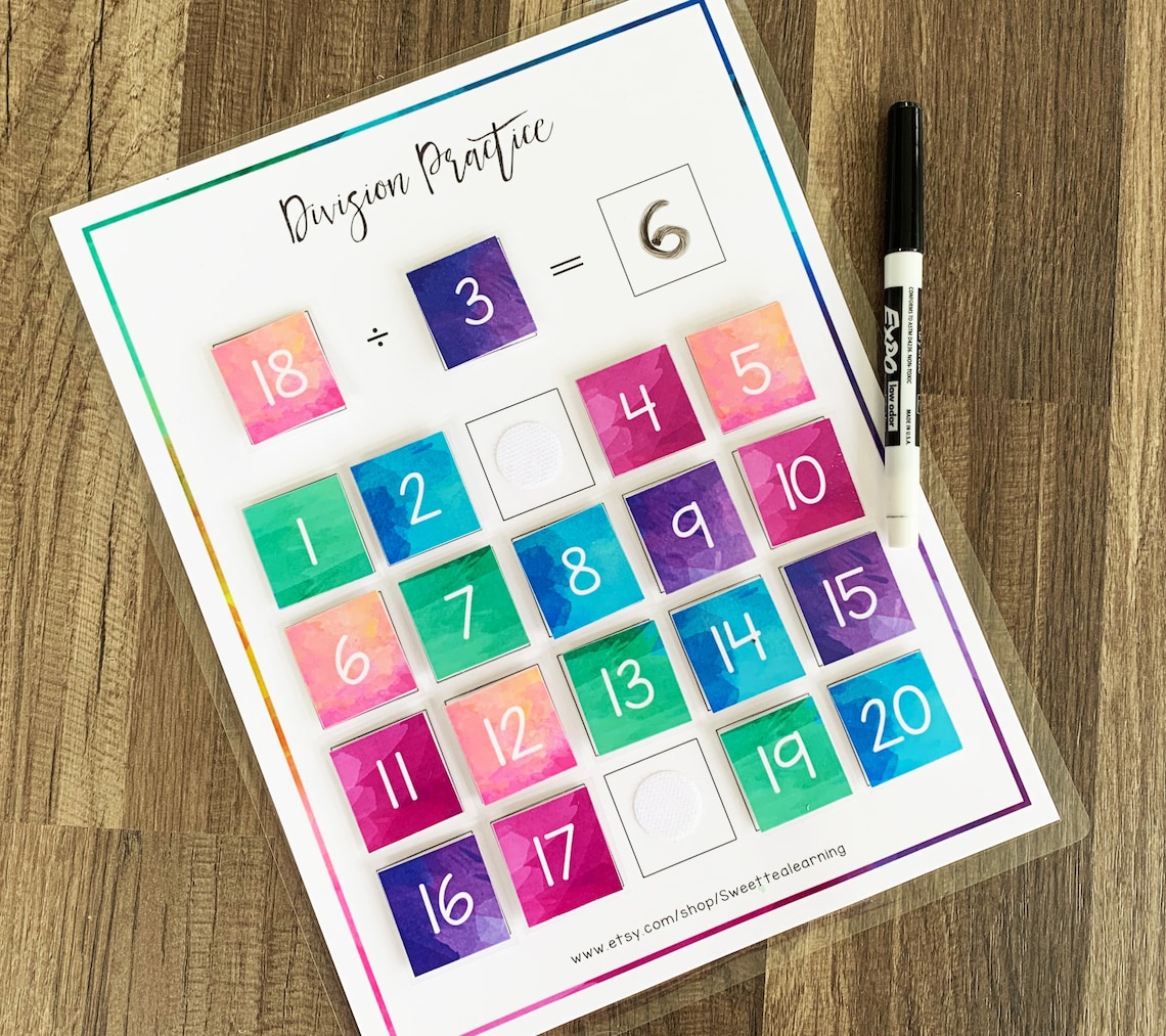 Division Math Practice Game Homeschool Kids Activity Math Lesson ...