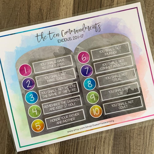 Ten Commandments Printable Puzzle Kids Bible Game - Etsy