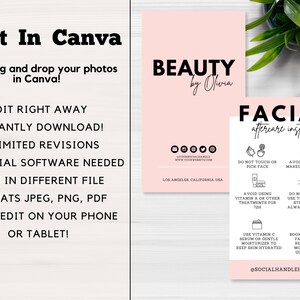 Editable Facial Aftercare Introductions Card Template, Facial Post Care ...
