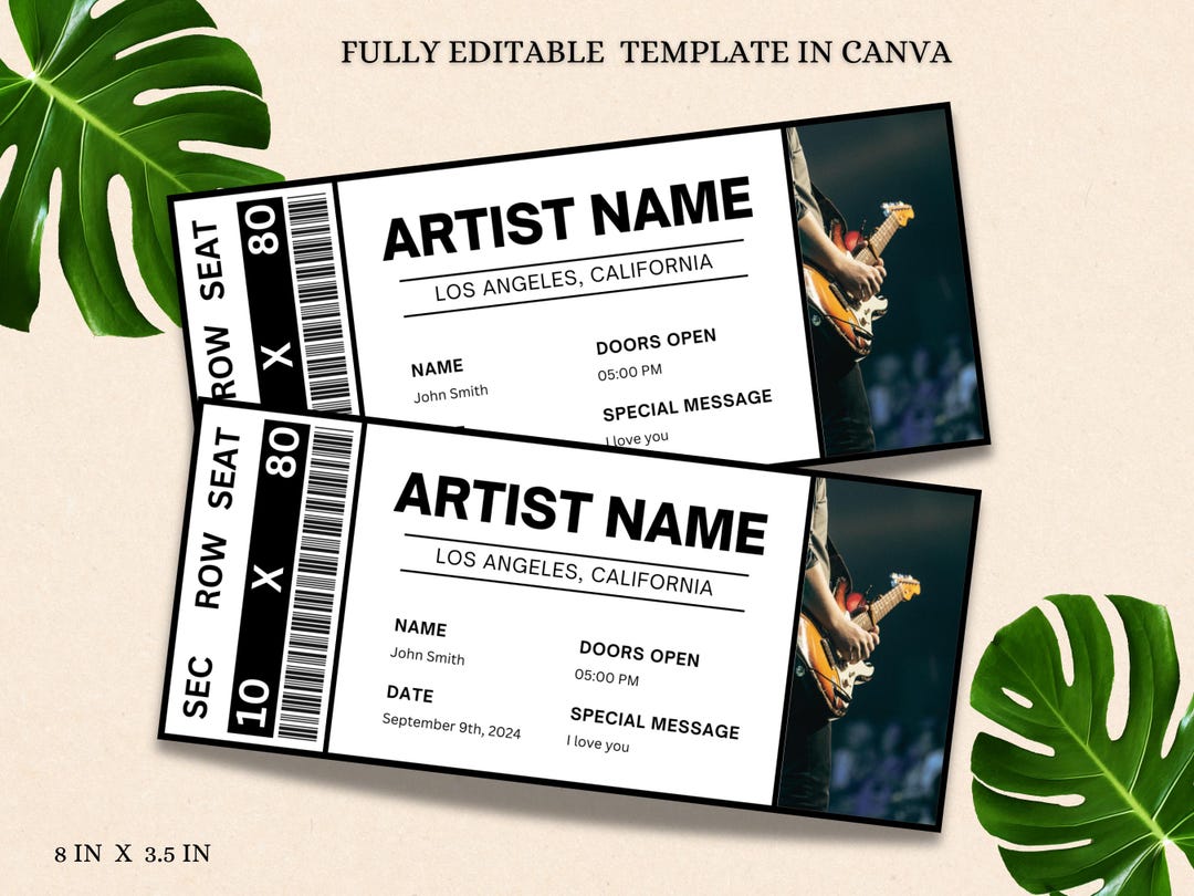 Editable Concert Ticket Template | Custom Printable Event and Party ...